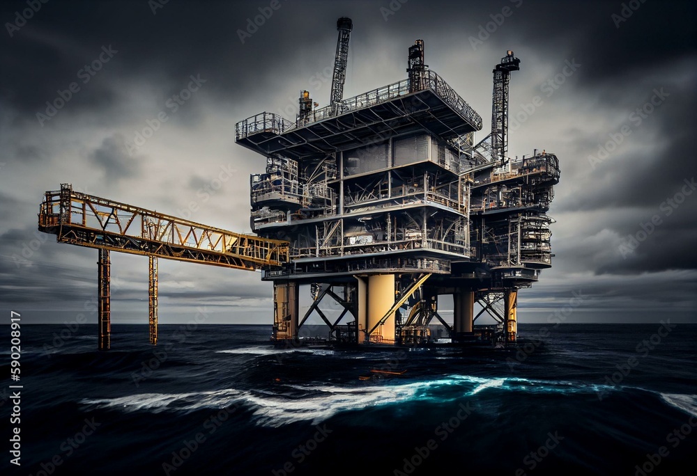 A platform producing oil and gas sent to refinery and petrochemical ...