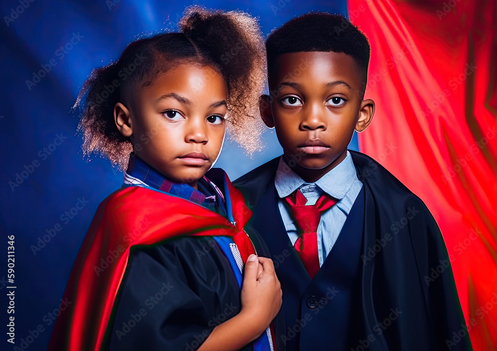 Smart Students at the top of their class. Boys and Girls wearing a cape ...
