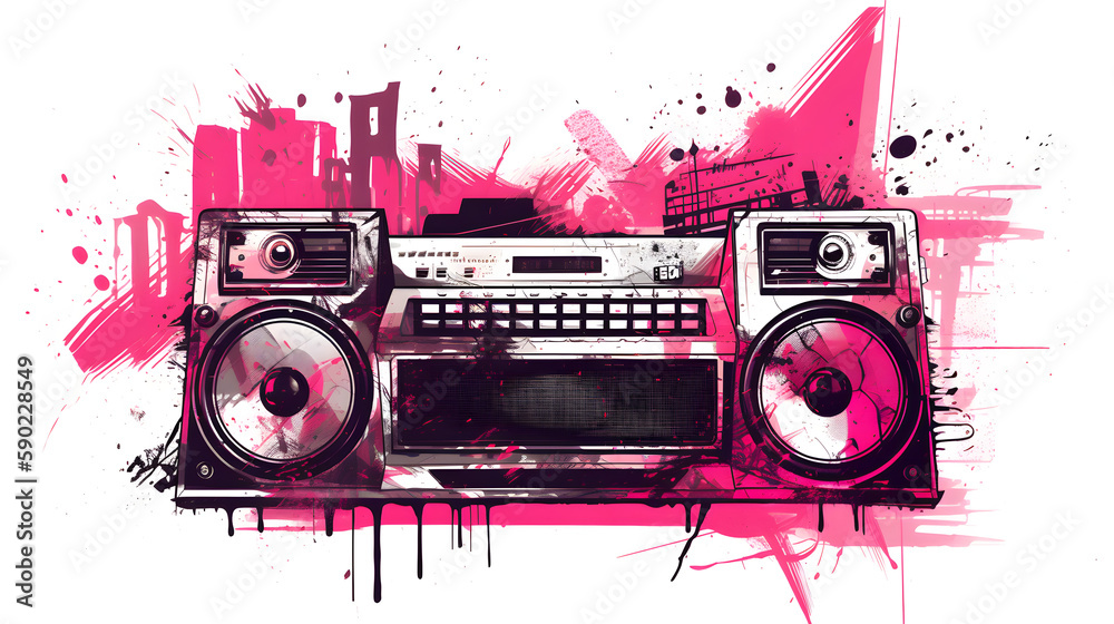 Retro Vibes Unleashed: Boombox Vector, Spontaneous Mark Making, Rough ...