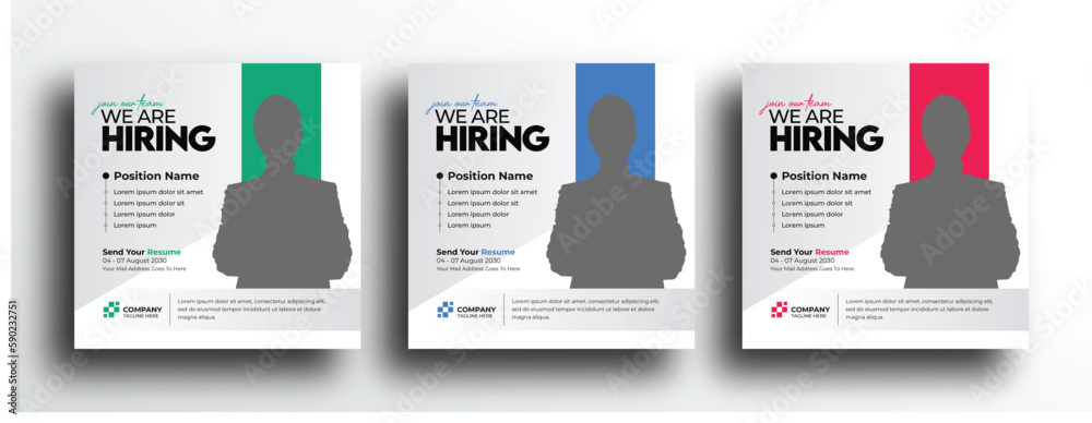 Hiring job vacancy social media post banner template design with red ...