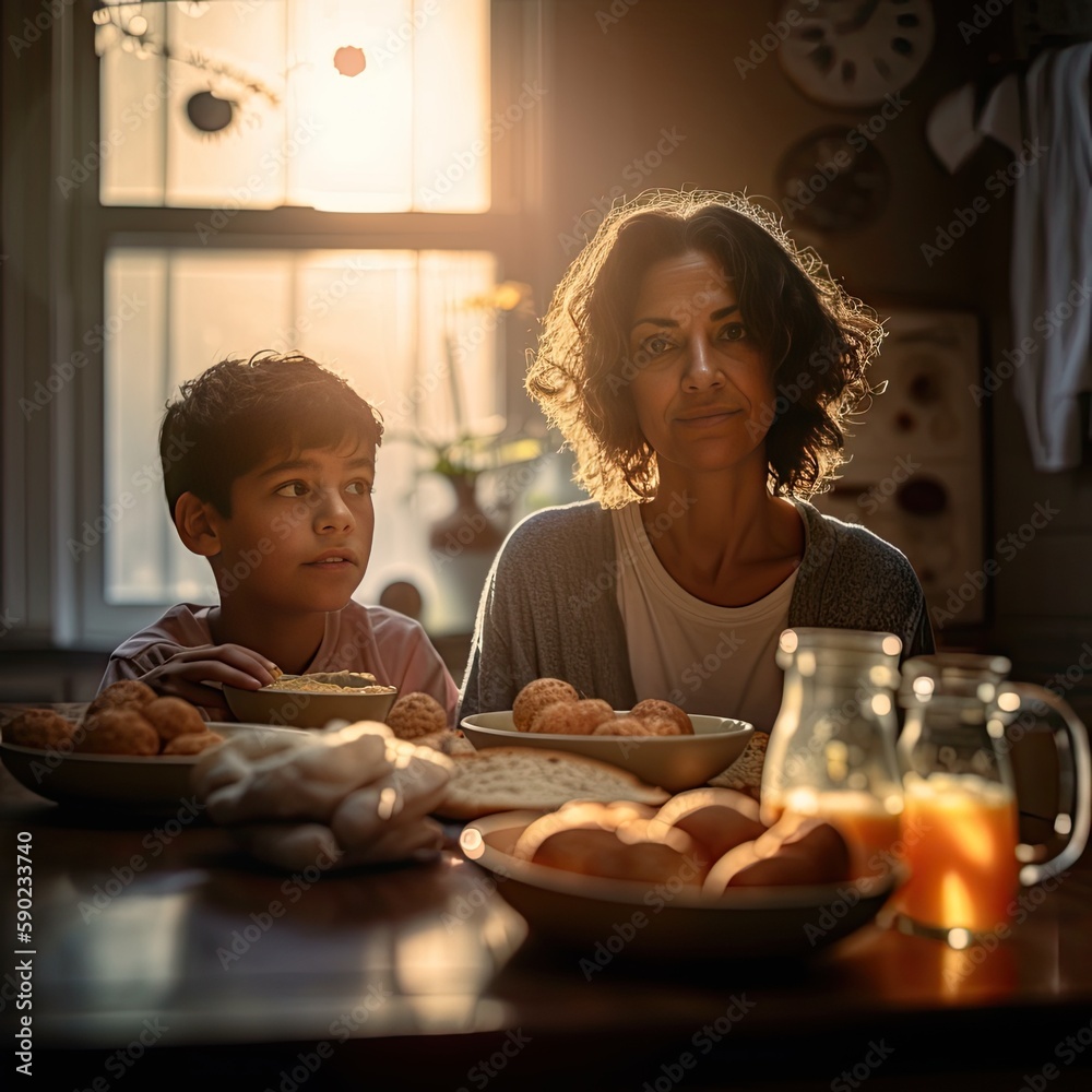 Generative AI - Morning Mothers 025: Digital painting of real mom's ...