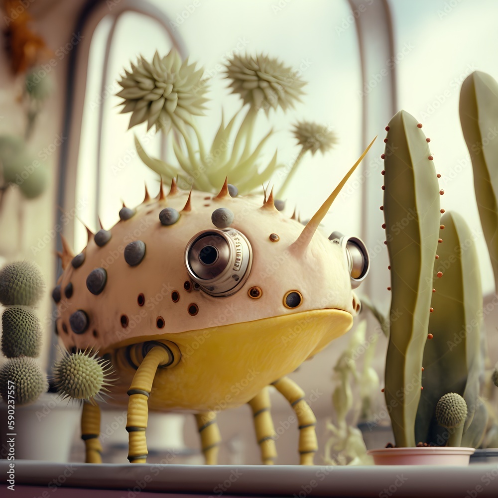 Film style style by 1960s alien plant creatures directed by Wes ...