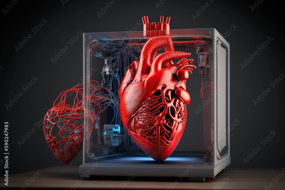 3d printer creates a human heart, created with Generative AI technology ...
