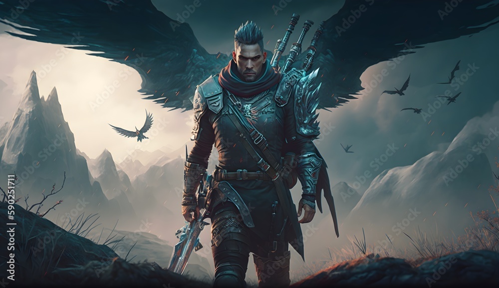 epic game screen from a third person rpg game with the protagonist ...