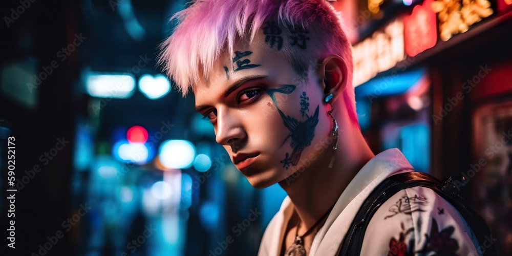 Ilustração do Stock: Stunning visual cosplay, visual kei style, kei ...