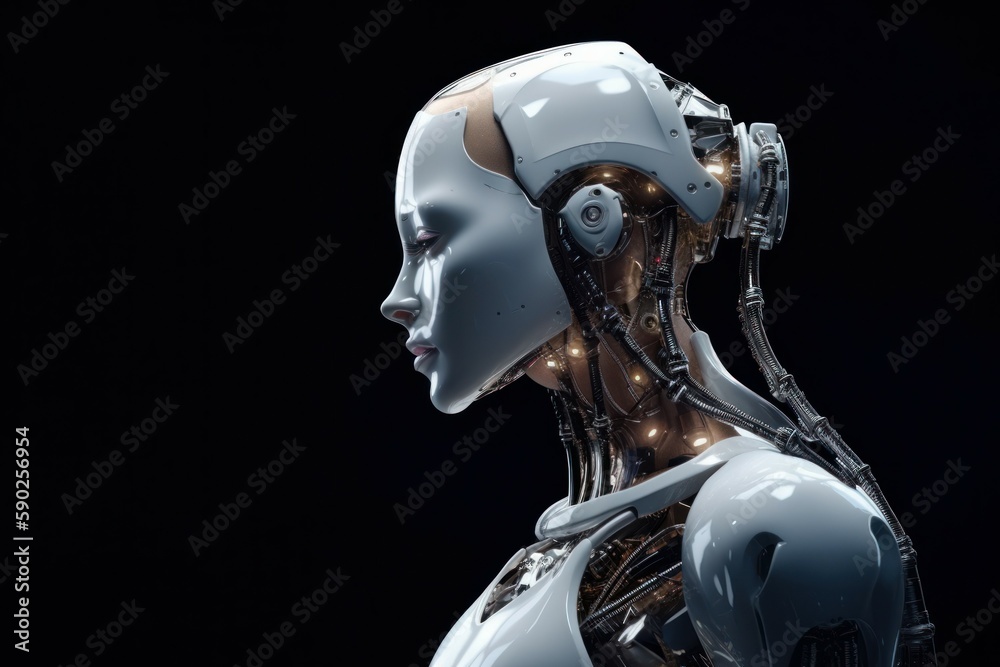 Modern futuristic robot human assistant. AI generated, human enhanced ...