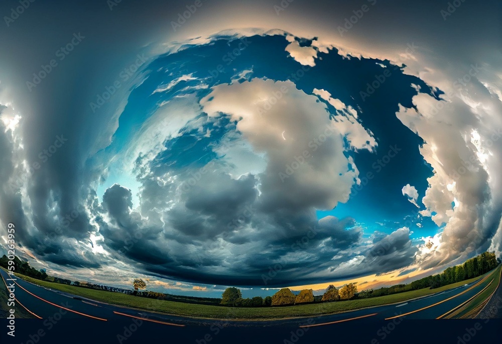 Rainy day panoramic equirectangular sky image with nimbostratus clouds ...