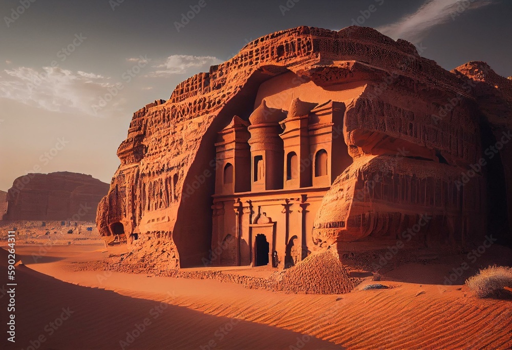Historic village of Alula in Saudi Arabia with Alula Mada'in Saleh ...