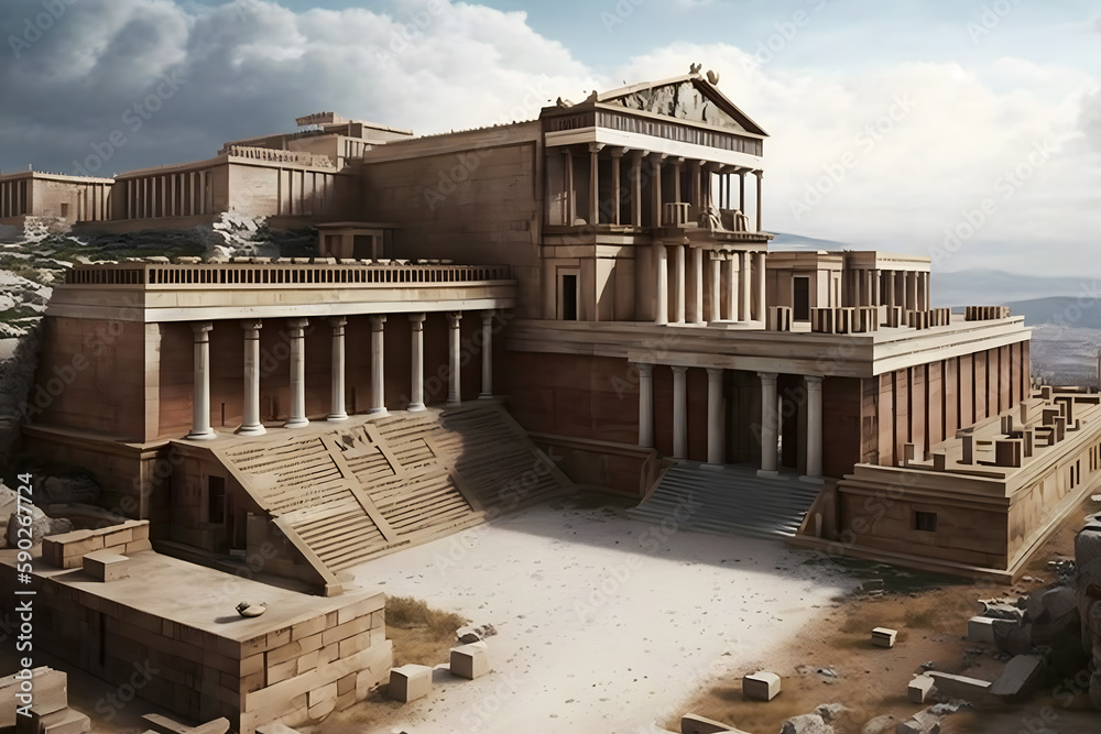 Fantasy Athens landmark Acropolis and the Odeon of Herodes Atticus ...