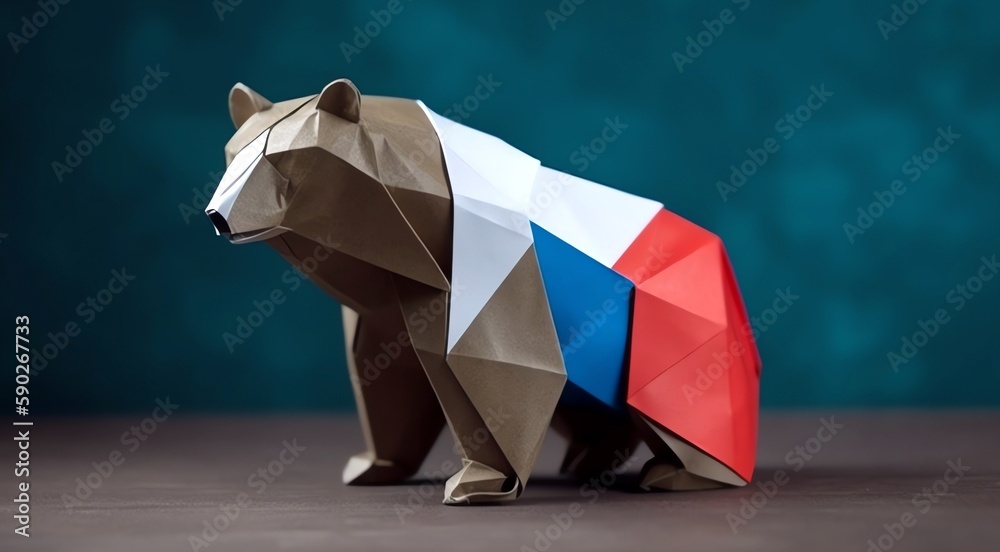 Origami bear figure in Russian flag colors Stock Illustration | Adobe Stock
