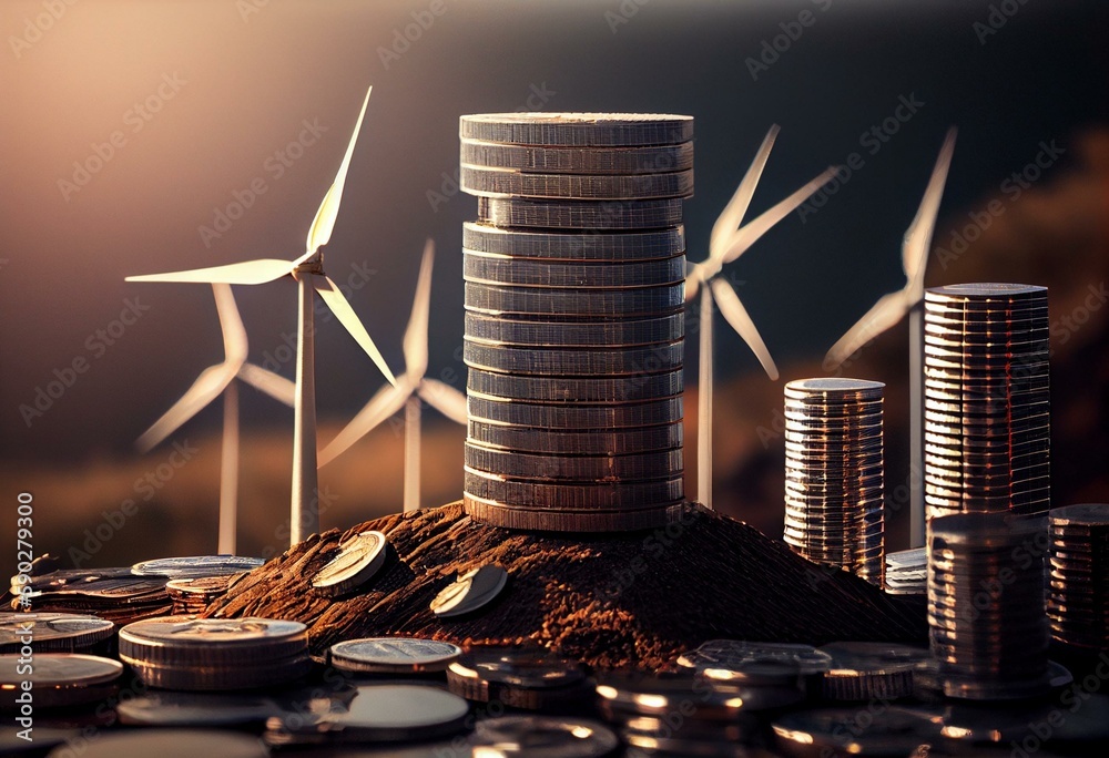 Financial representation of renewable energy costs with eco-friendly ...
