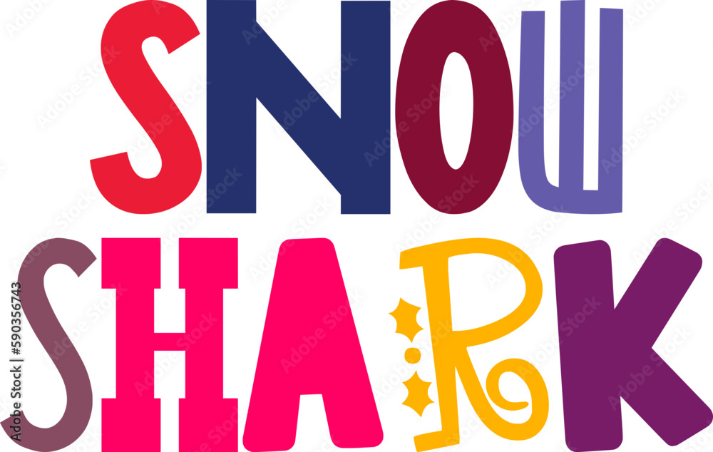 Snow Shark Hand Lettering Illustration for Mug Design, Book Cover ...