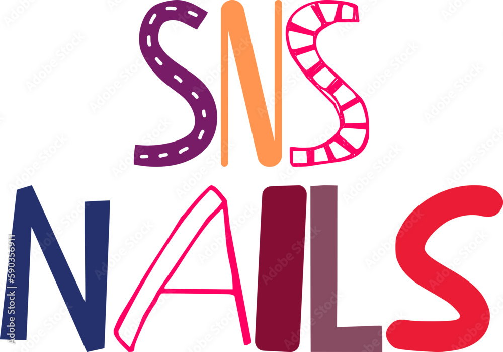Sns Nails Hand Lettering Illustration for Mug Design, Presentation ...