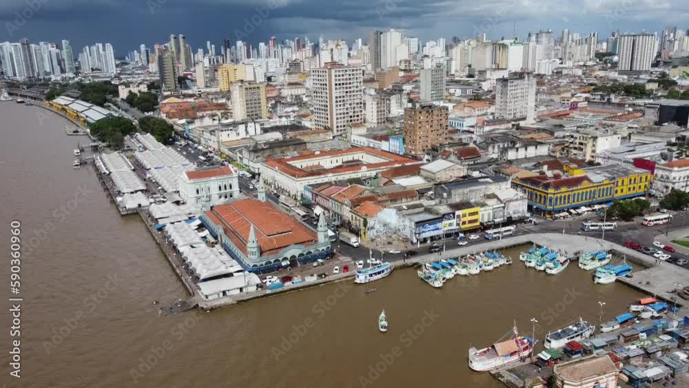 Paisagem Cidade Beira Rio Belém Pará Ver o Peso Mercado Peixe Pescador ...