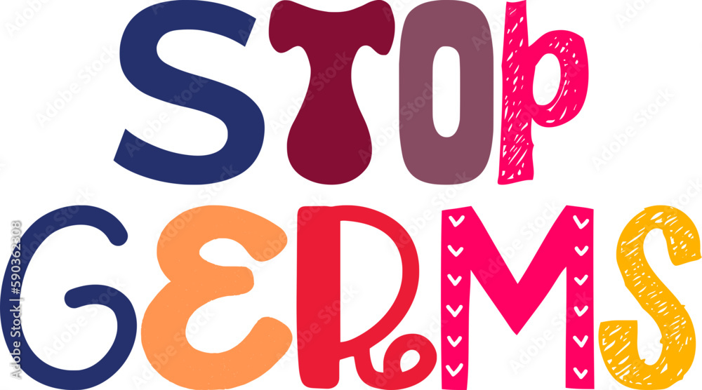 Stop Germs Typography Illustration for Infographic, Label, Sticker ...