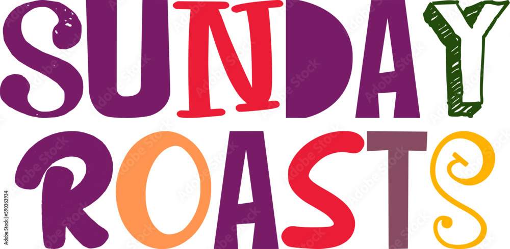 Sunday Roasts Calligraphy Illustration for Logo, Decal, Infographic ...