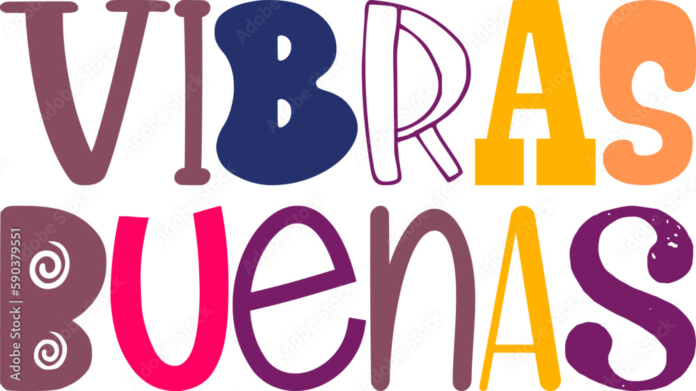 Vibras Buenas Typography Illustration for Motion Graphics, Banner, Book ...
