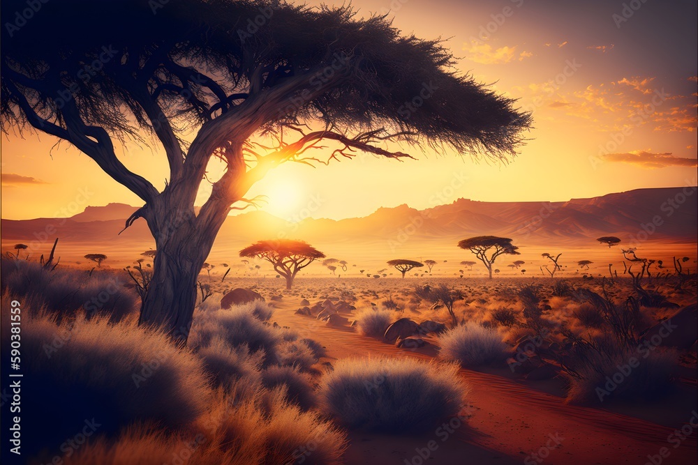 beautiful African landscape at sunset no tree real photo intricate ...