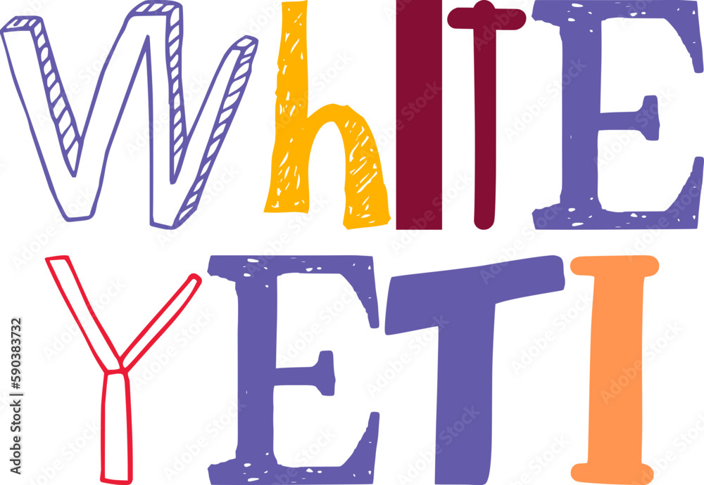 White Yeti Calligraphy Illustration for Social Media Post, Bookmark ...