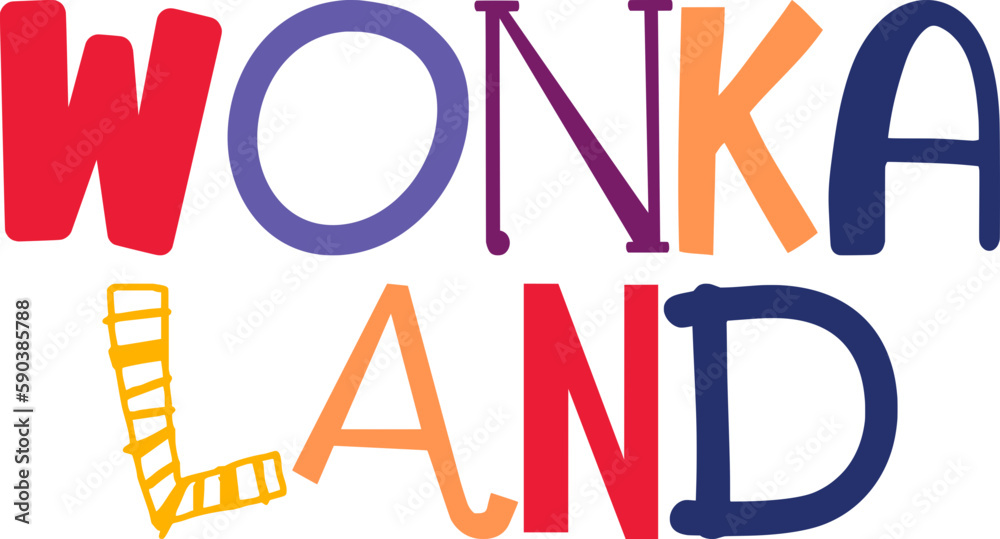 Wonka Land Hand Lettering Illustration for Social Media Post, Gift Card ...