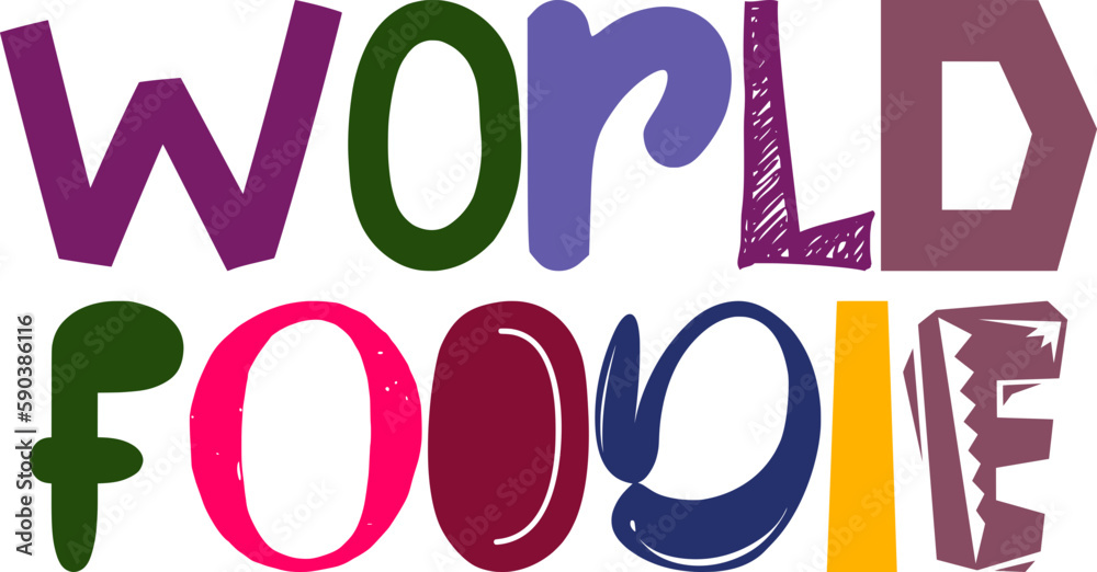 World Foodie Hand Lettering Illustration for Sticker , Packaging ...