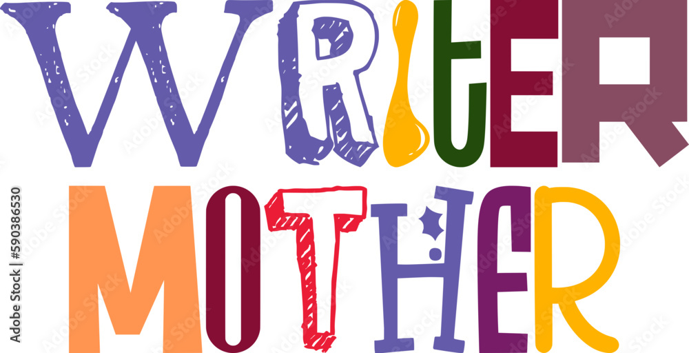 Writer Mother Calligraphy Illustration for Magazine, Infographic, Mug ...