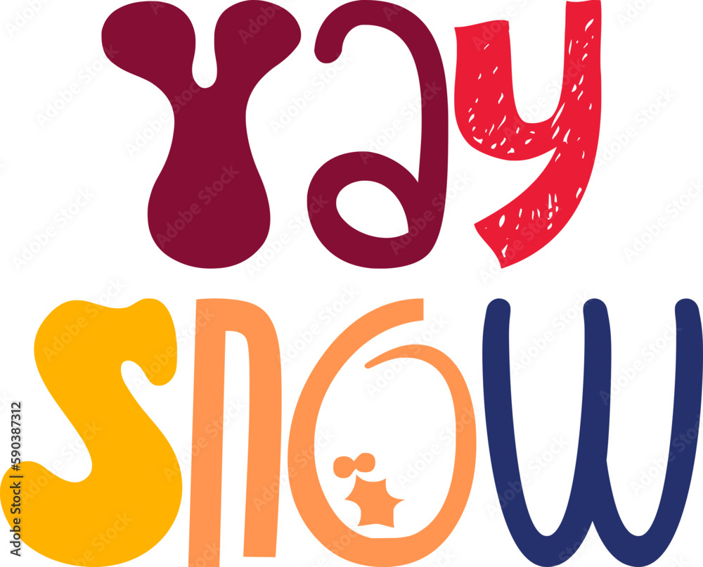 Yay Snow Hand Lettering Illustration for Stationery, Social Media Post ...
