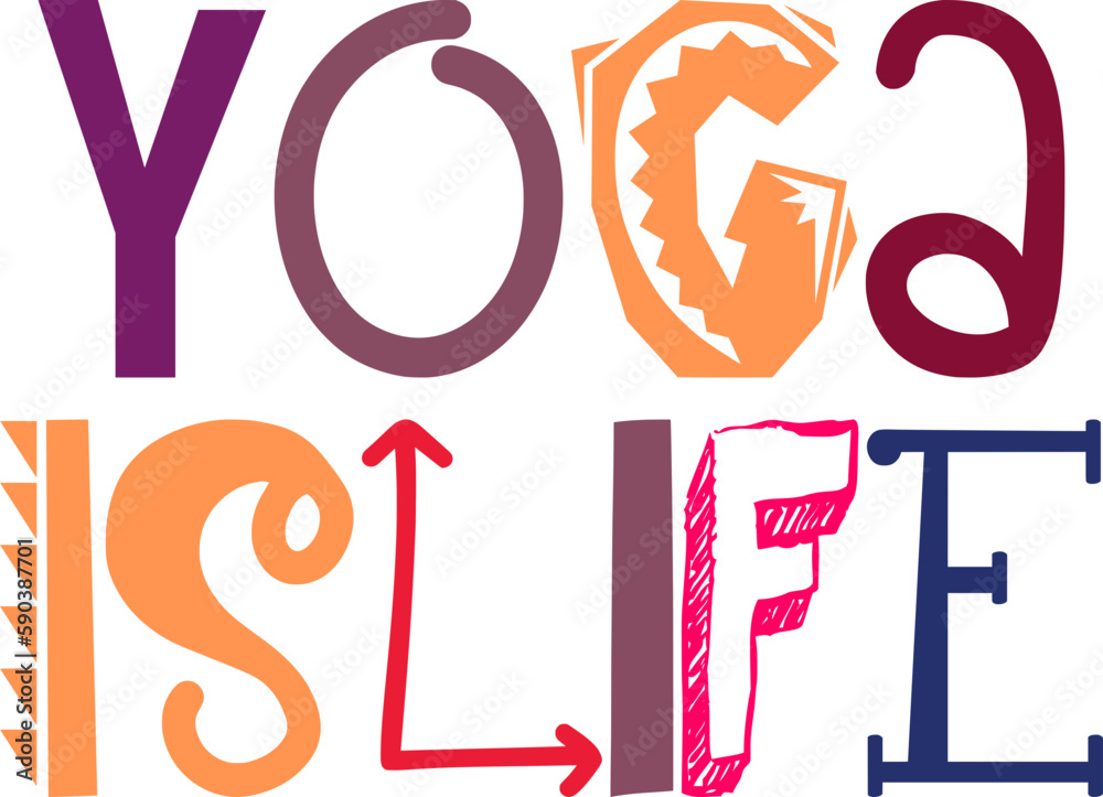 Yoga Islife Hand Lettering Illustration for Social Media Post, T-Shirt ...