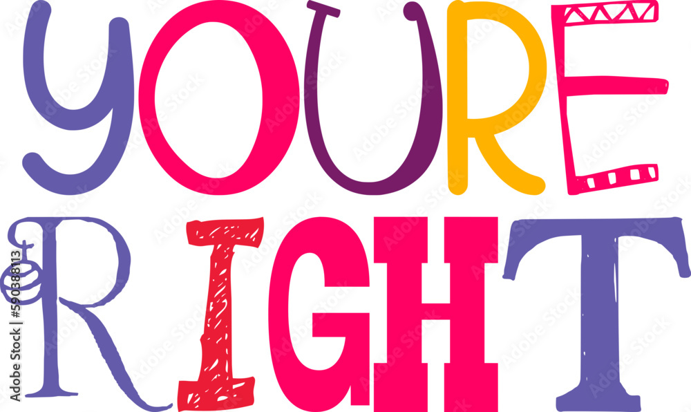 Youre Right Hand Lettering Illustration for Icon, Brochure, Logo ...