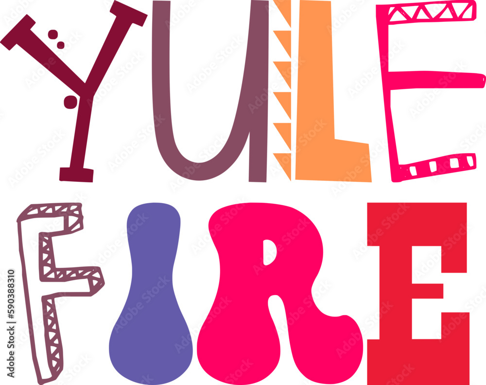 Yule Fire Typography Illustration for Sticker , Banner, Logo, Magazine ...