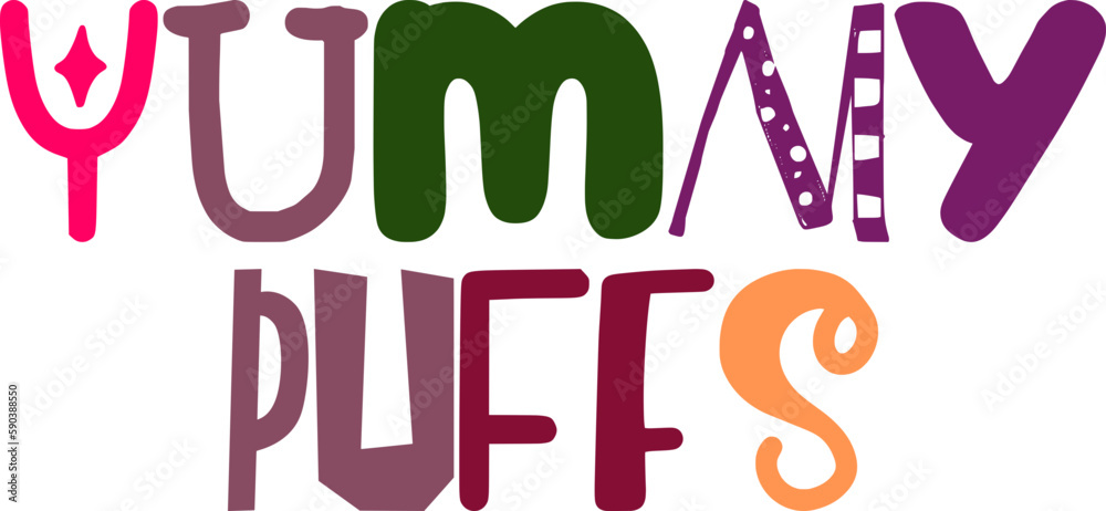 Yummy Puffs Calligraphy Illustration for Flyer, Poster, Stationery ...