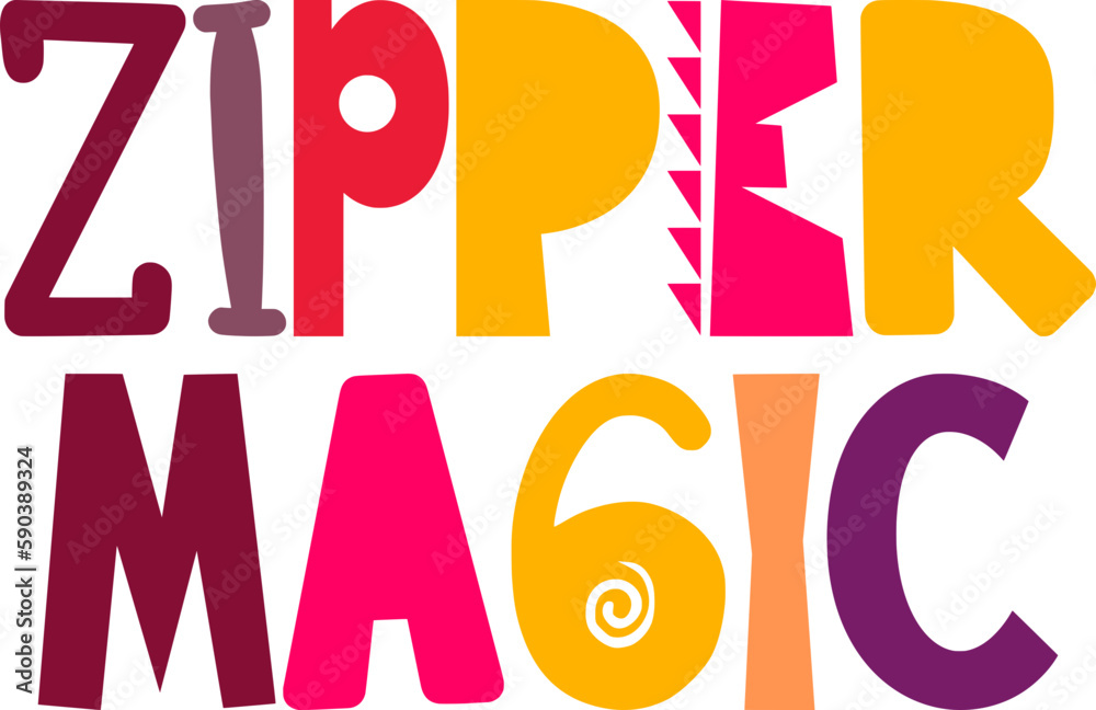 Zipper Magic Hand Lettering Illustration for Decal, Magazine, Presentation , Stationery Stock ...