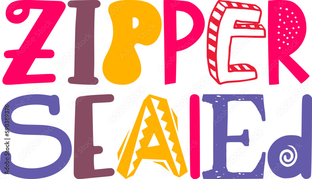 Zipper Sealed Hand Lettering Illustration for Icon, Infographic, Flyer ...