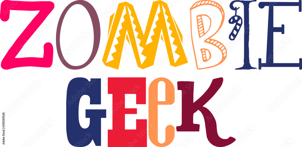 Zombie Geek Hand Lettering Illustration for Mug Design, Logo, Brochure ...