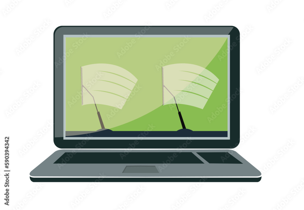 Computer monitor with a car wiper concept. Editable Clip Art. Stock ...