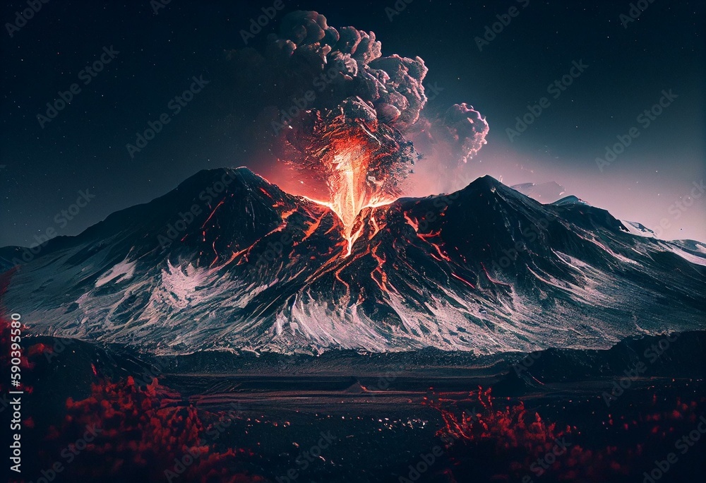 Mount St. Helens volcano eruption. Generative ai Stock Illustration ...