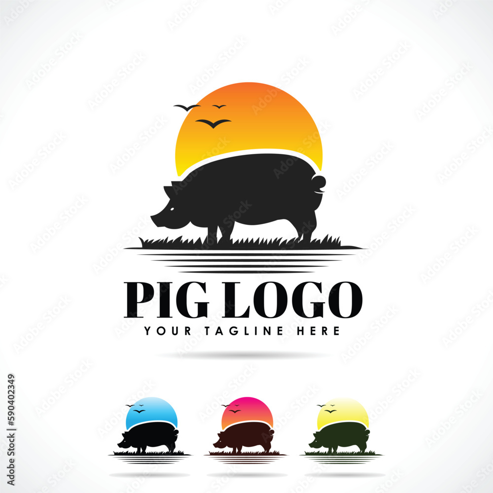 Pig Logo Design Pig Logo Vector Pig Chef Logo Stock Vector | Adobe Stock