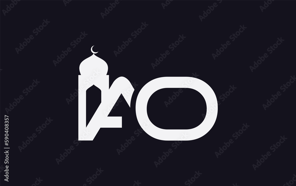 Islamic mosque logo and minar icon and symbol design with letters and ...