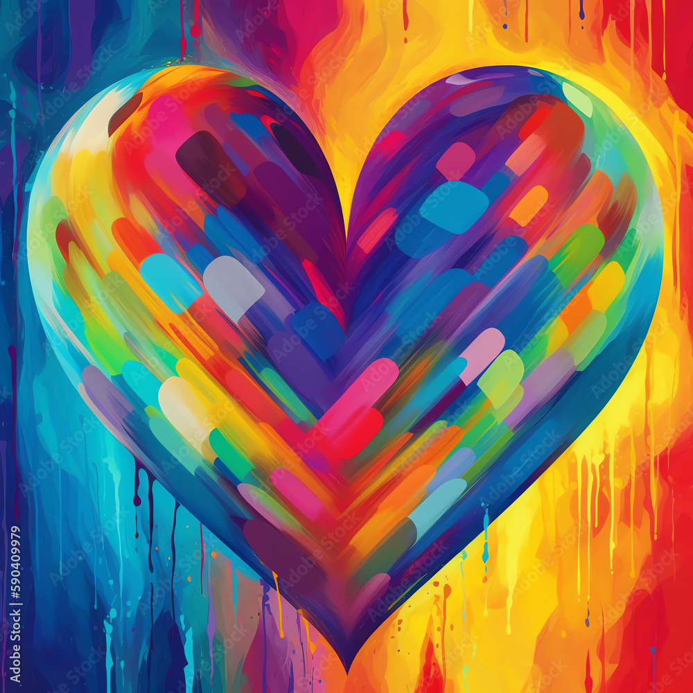 Rainbow-colored heart: A flat-style heart illustration, with each ...