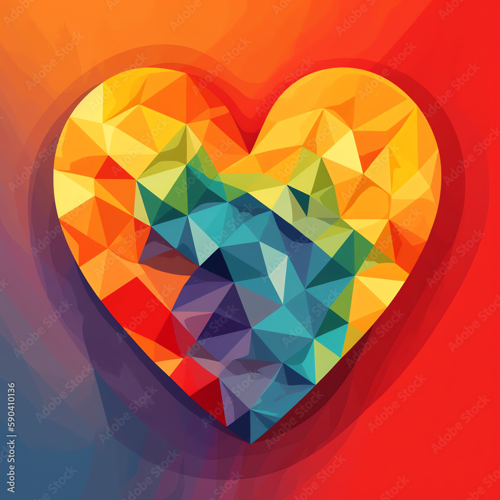 Rainbow-colored heart: A flat-style heart illustration, with each ...