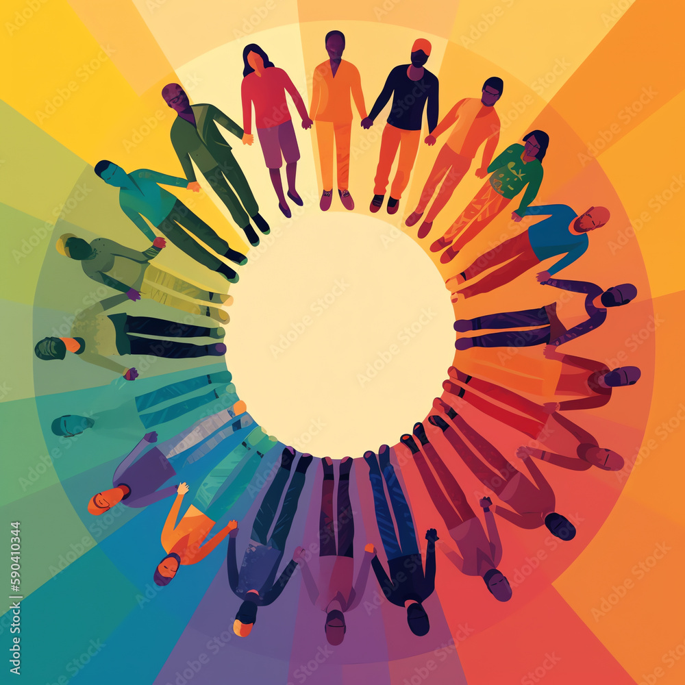 People holding hands: An illustration of people holding hands in a ...