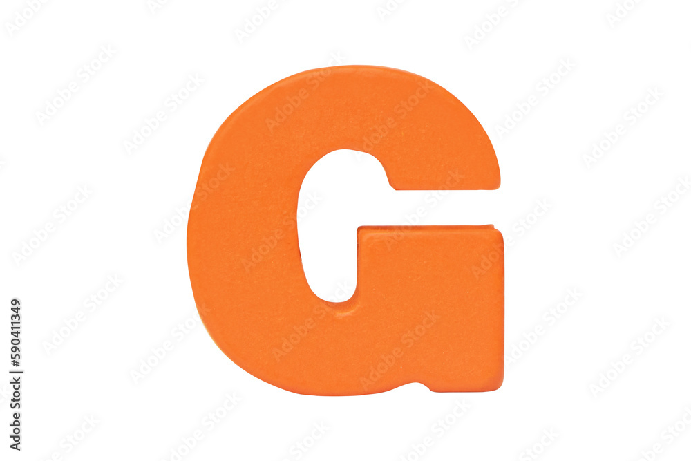 Capital letters 'G''. Wooden orange tangram puzzle as English alphabet ...