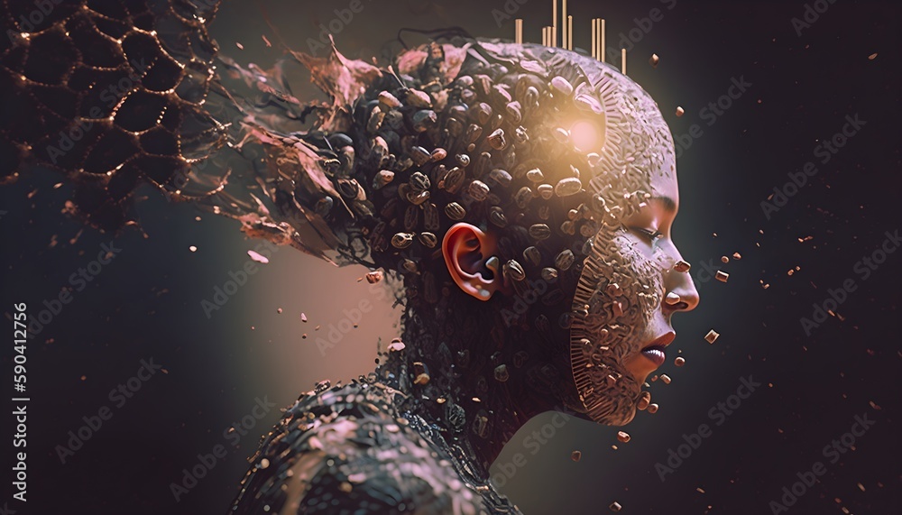 split screen open heart open brain disintegration of the brain into ...