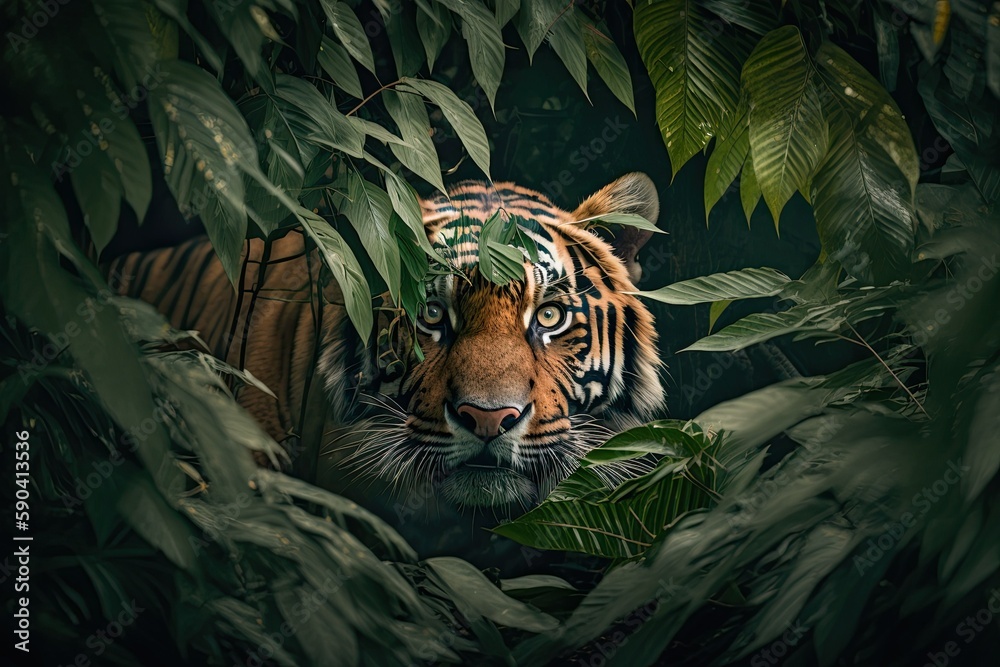 Photo & Art Print Royal Bengal Tiger surrounded by forest in the ...