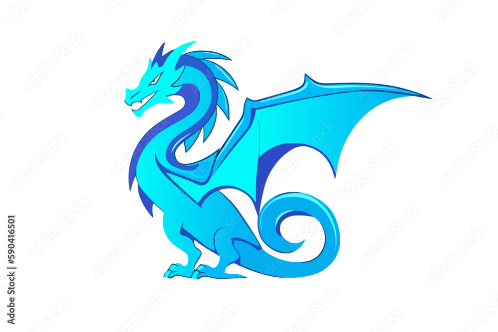 Animated blue dragon artwork illustration concept Stock Vector | Adobe ...