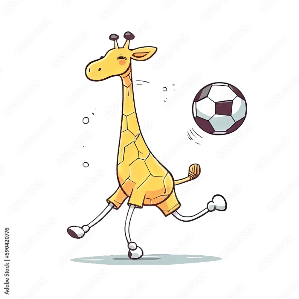 Giraffe character playing soccer - Cartoon Illustration 1 Stock ...