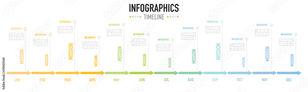 Infographic timeline template as a vector for 12 months planner ...