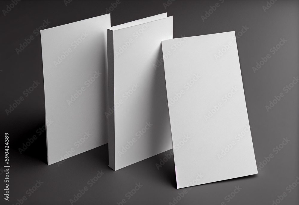 Multiple DL flyers mockup blank paper on a neutral background. White ...