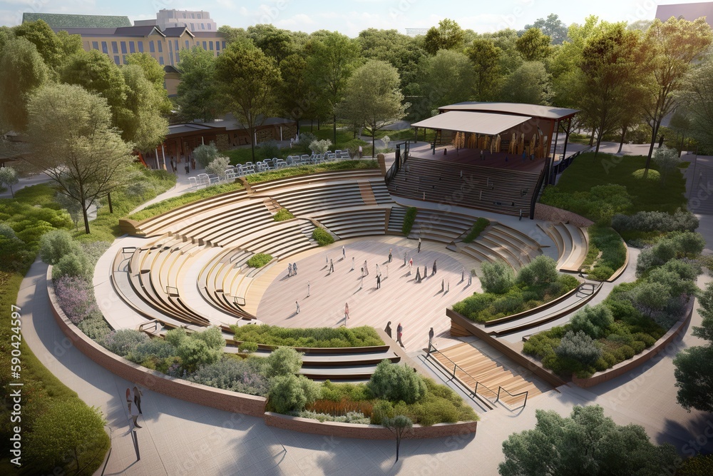 design sculpture garden, large outdoor theater, playground ,community ...