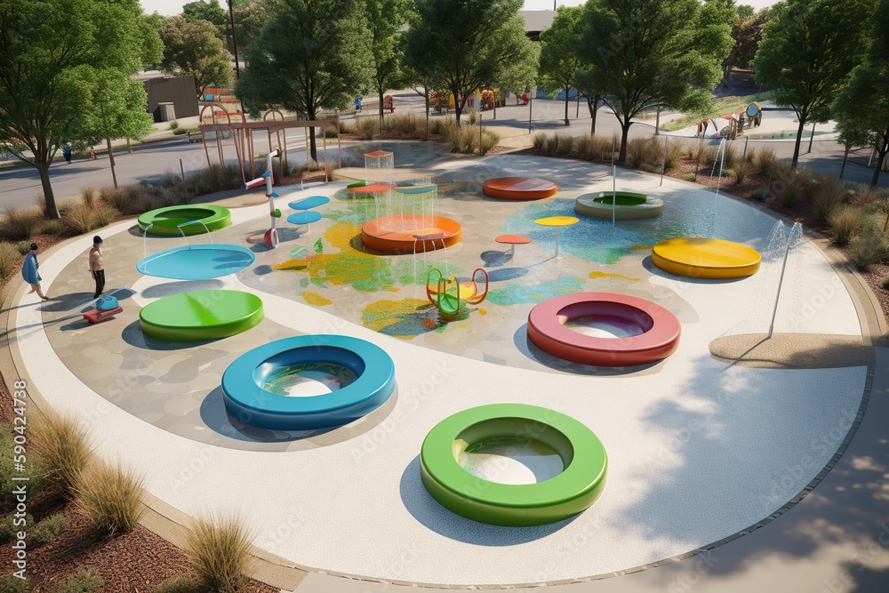 Design a park that has a splash pad area for younger children ...